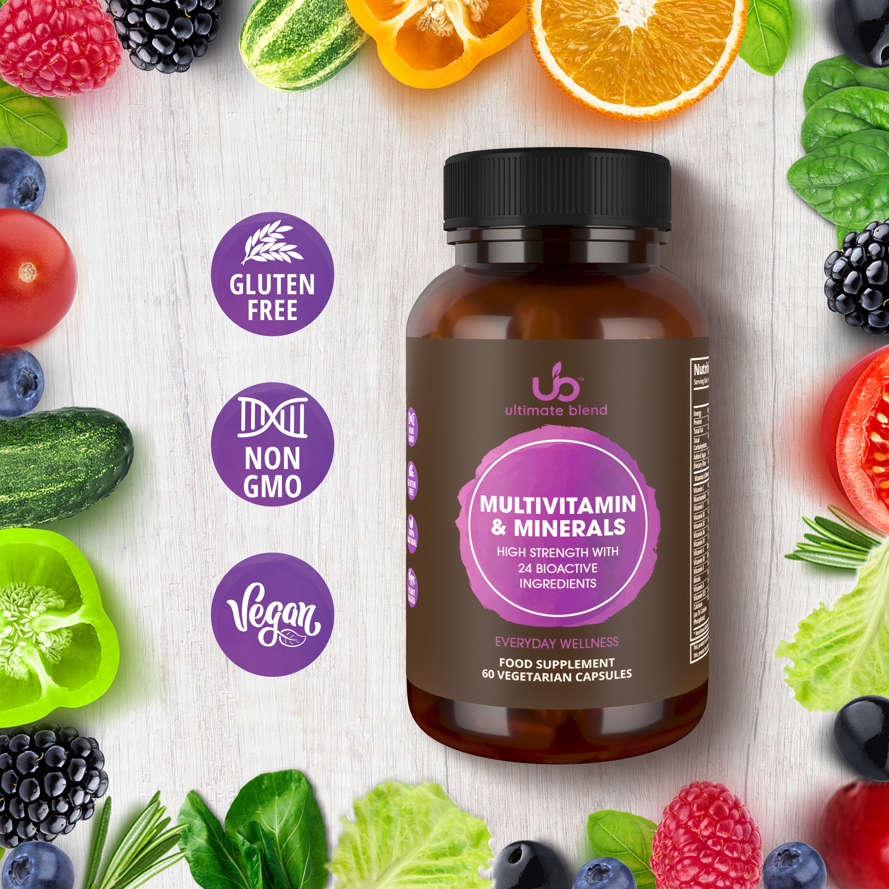 Multivitamin & Minerals High Strength with 24 Bioactive Ingredients ...